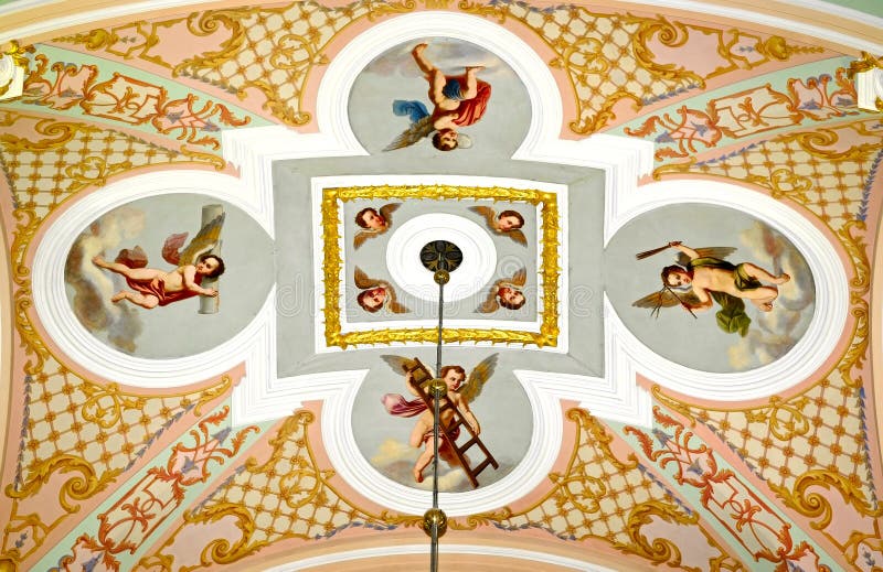 Ceiling in church stock image. Image of angel, painted - 11964355