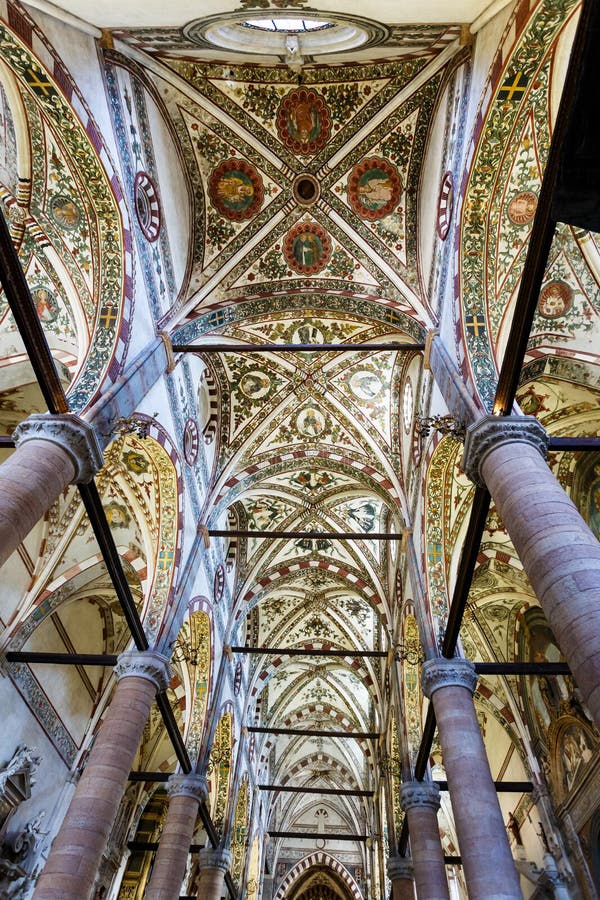 Ceiling in Church with Columns and Ornament Stock Image - Image of ...