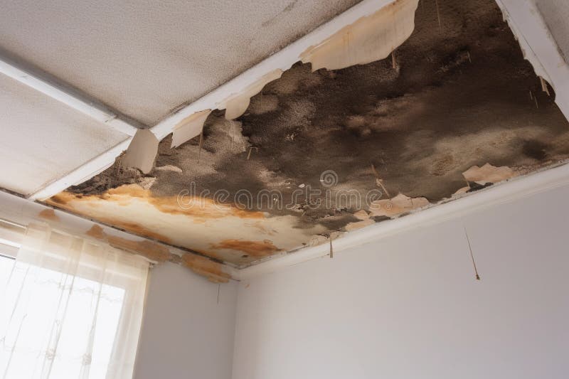 A Ceiling with a Damaged Area of a Home with a White Ceiling and a ...