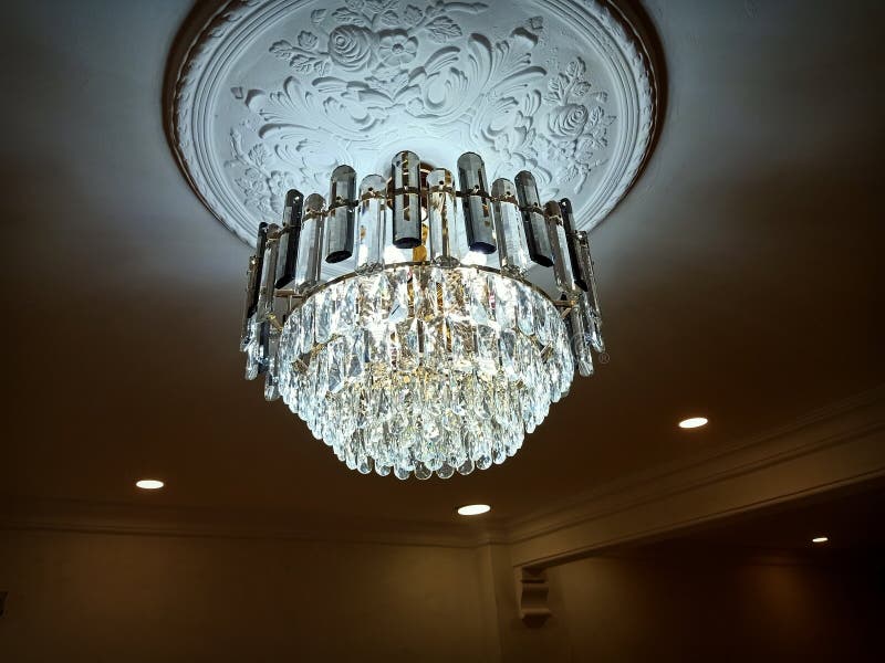 Ceiling Decor Light on Decorated Gypsem Celing Stock Photo - Image of ...