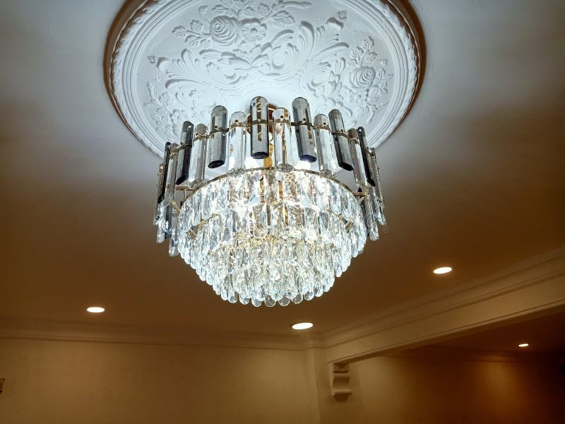 Ceiling Decor Light on Decorated Gypsem Celing Stock Image - Image of ...