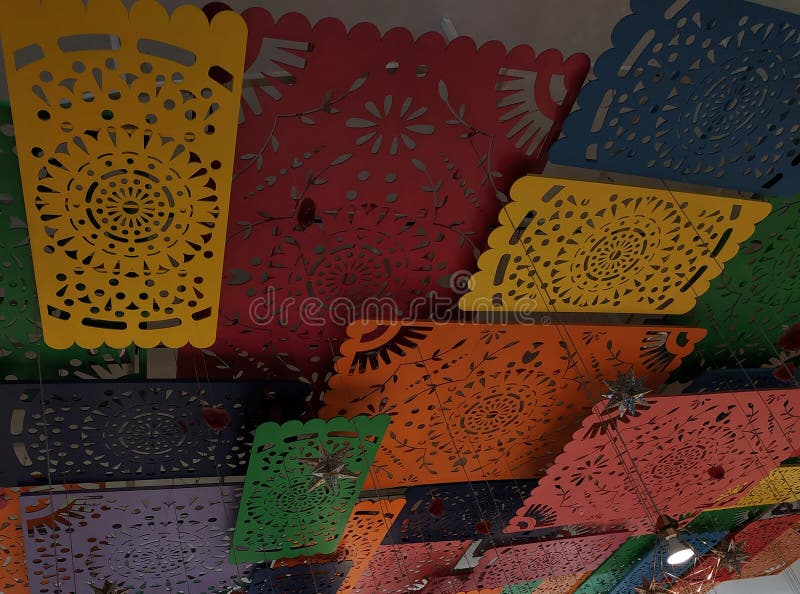 Ceiling Decorated with Mexican Fiesta Party Flags Stock Photo - Image ...