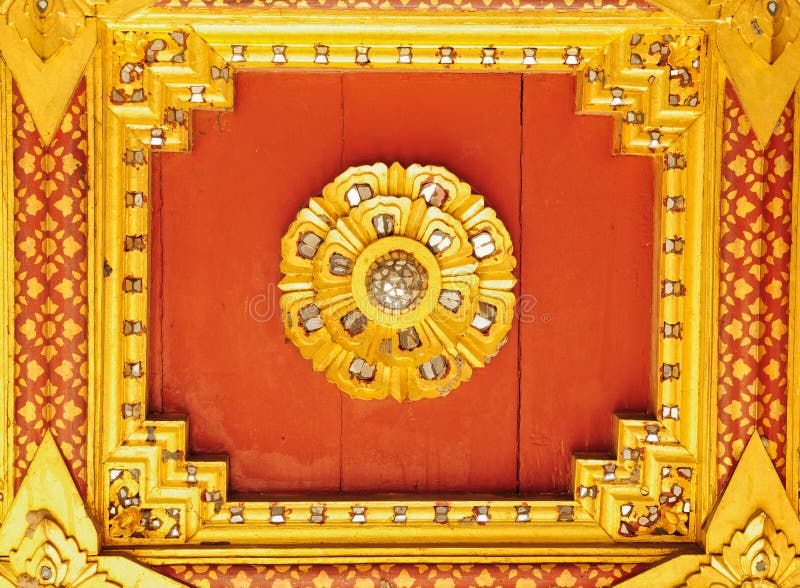 The Ceiling is Decorated at Temple Stock Image - Image of ancient ...