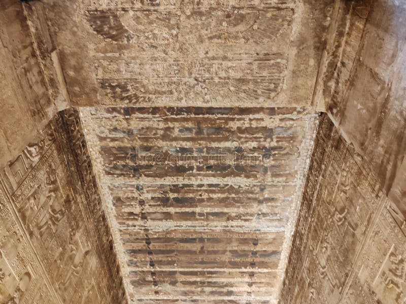 Ceiling in the Dendera Temple of Hathor Stock Image - Image of ...