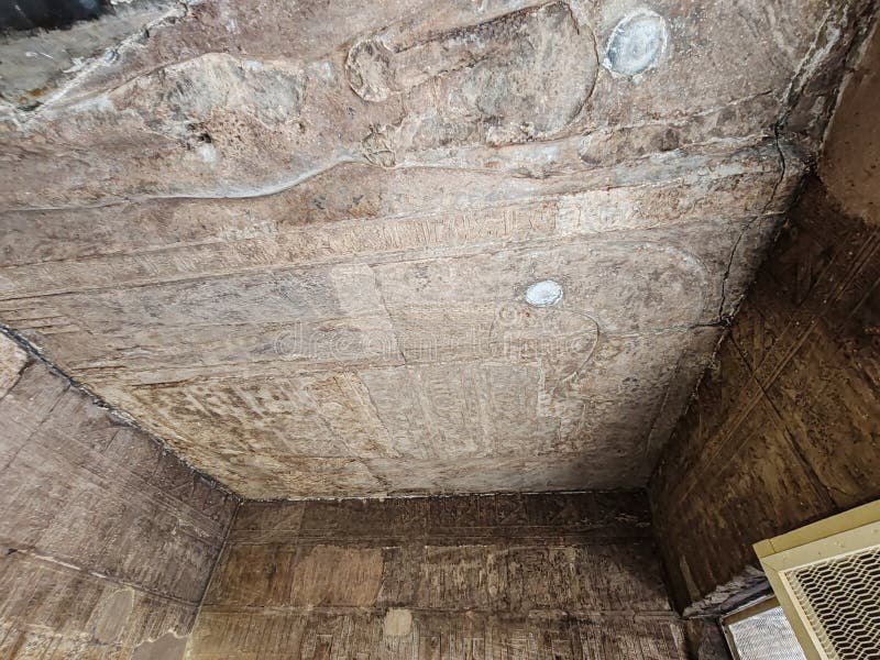 Ceiling in the Dendera Temple of Hathor Stock Image - Image of ceiling ...