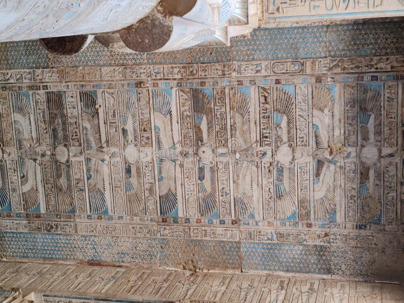 Ceiling in the Dendera Temple of Hathor Stock Image - Image of arch ...