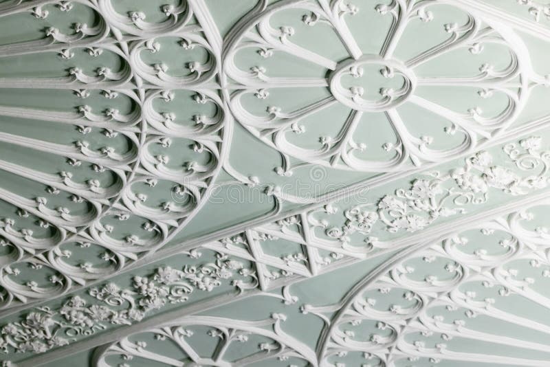 Ceiling Design Details in Gothic Style. White Gypsum Bas-relief Stock ...