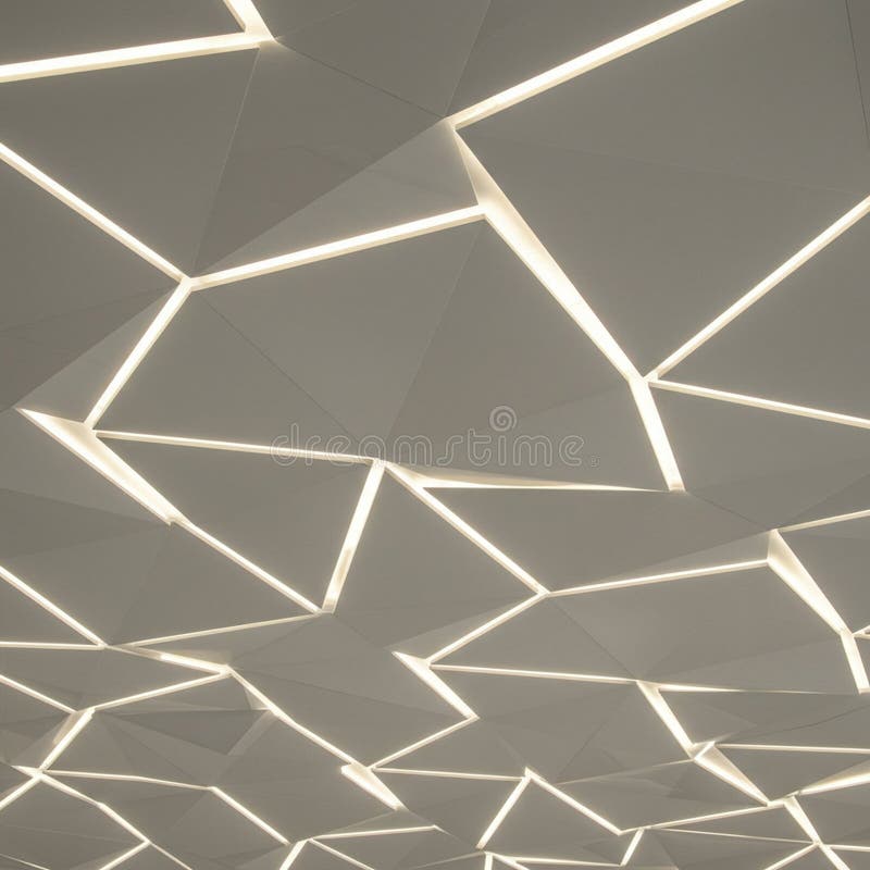 A Ceiling Design Featuring a Geometric Pattern of Triangular Panels ...