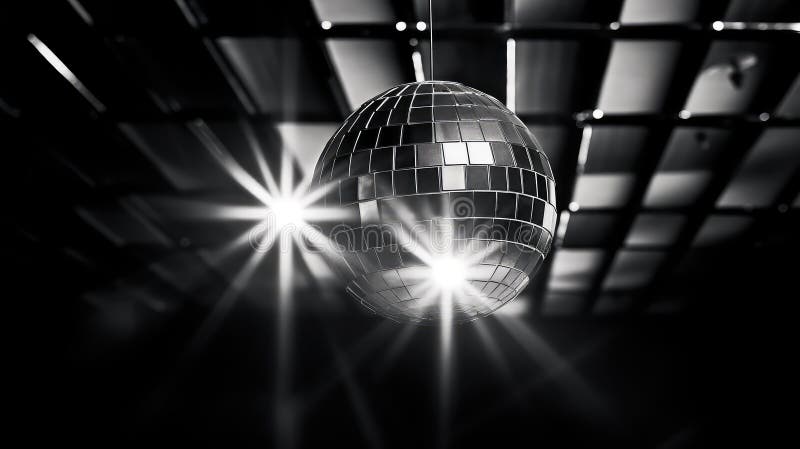 Ceiling Disco Ball Black and White Stock Illustration - Illustration of ...
