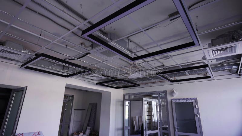 Ceiling Equipped with Metal Frame for Installing Ventilation Panels ...