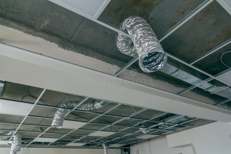 The Ceiling False System. Suspended Ceiling Frame and Board Under Stock ...