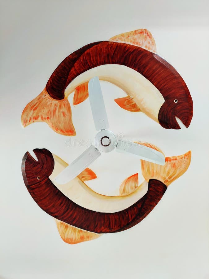 Ceiling Fan with Beautiful Artwork, Fish Design Stock Image - Image of ...