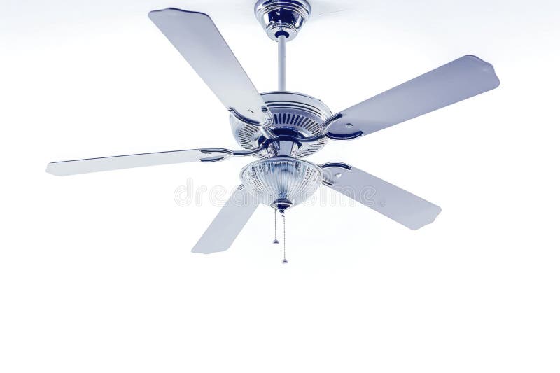 A Ceiling Fan with Four Blades Installed on a White Ceiling, Suitable ...