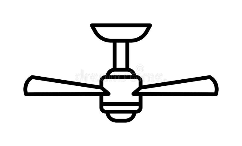 Ceiling, Fan, Interior Vector Icon on Transparent Background. Outline ...