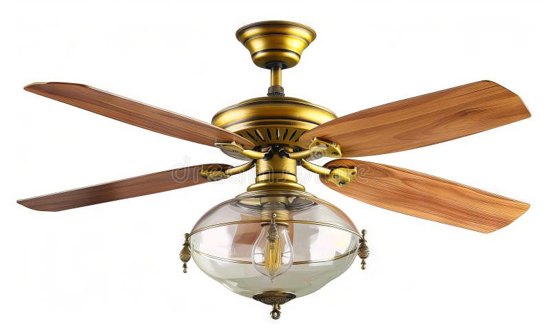 A Ceiling Fan with a Light on Top of it Stock Image - Image of lamp ...