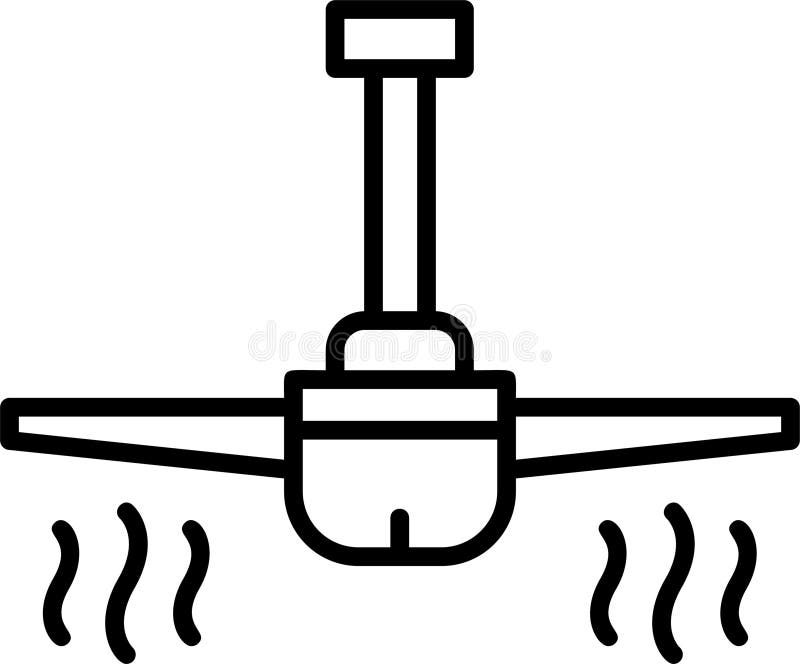 Ceiling Fan Outline Vector Icon Stock Vector - Illustration of room ...