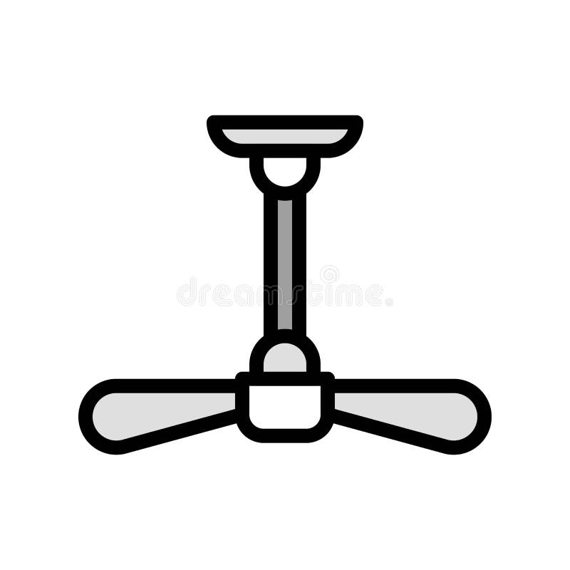 Ceiling Fan Vector Illustration, Filled Style Icon Editable Outline ...