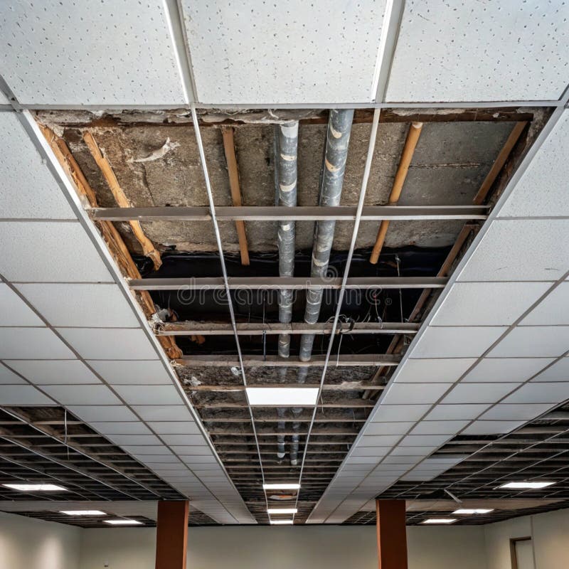 Damaged Ceiling Panels with Visible Water Stains Stock Illustration ...