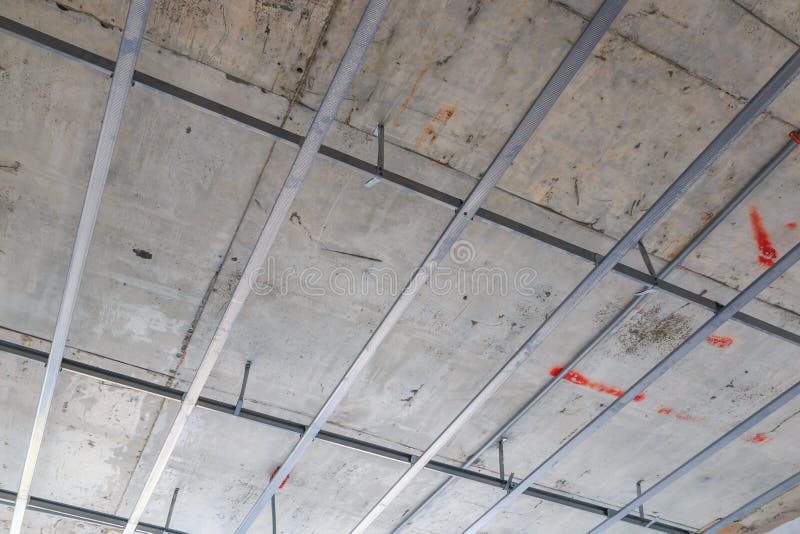 Ceiling Frame Construction in New Home. Installing Suspended Ceiling ...