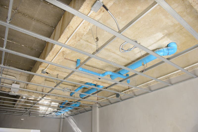 Ceiling Frame Construction in New Home. Installing Suspended Ceiling ...