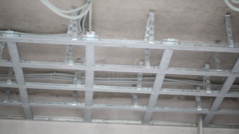 Ceiling Frame Made of Metal Profile in New Stock Video - Video of ...