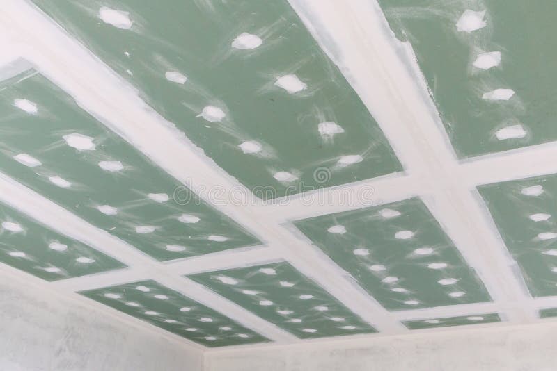 Ceiling Gypsum Board at Construction Site Stock Image - Image of house ...