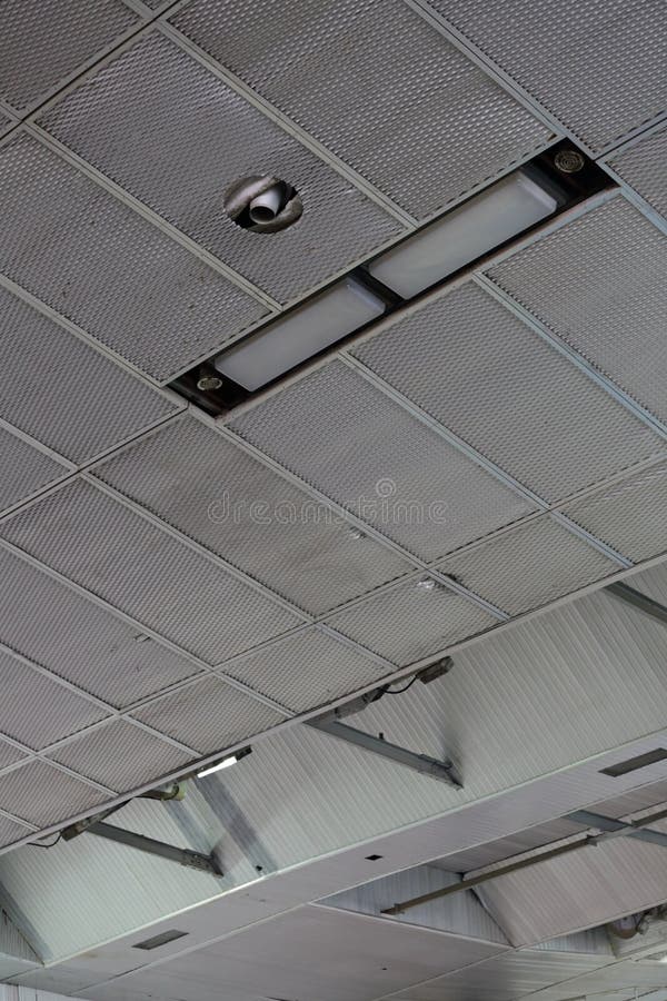 The Ceiling in the Industrial Building Stock Image - Image of gray ...