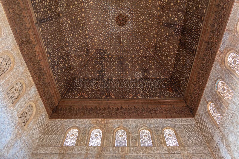 Ceiling Inside of Alhambra Palace in Granada, Spain Stock Image - Image ...