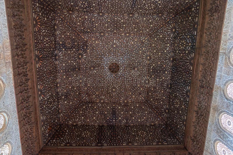 Ceiling Inside of Alhambra Palace in Granada, Spain Stock Image - Image ...