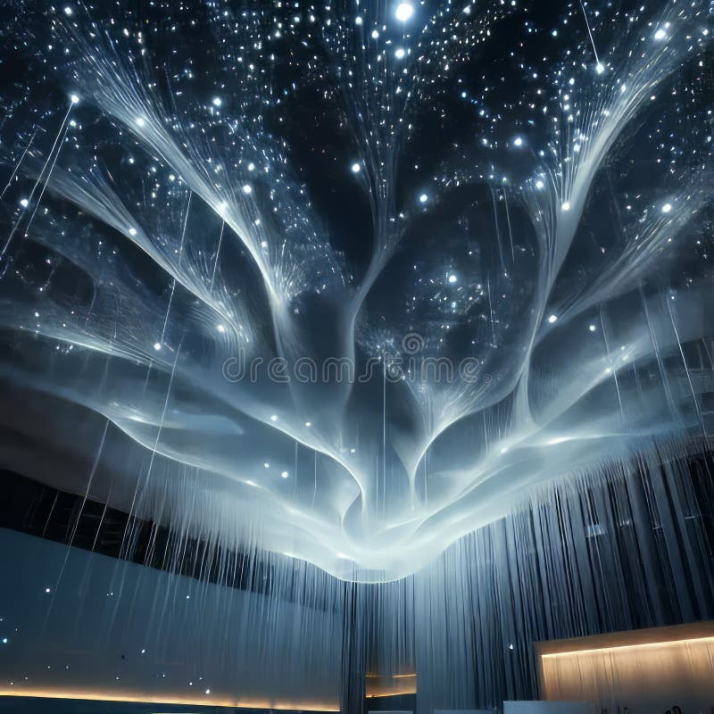 A Ceiling Installation that Diffuses Light Like a Gentle Drizzl Stock ...