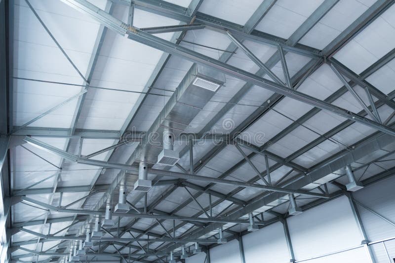 Ceiling Installation at a Manufacturing Plant. Metal Construction ...