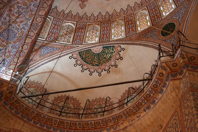 Ceiling of Blue Mosque with Islamic Patterns, Istanbul, Turkey Stock ...