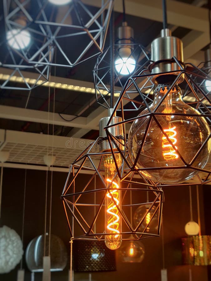 Ceiling Lamp Hanging from Above Modern Art Stock Photo - Image of ...