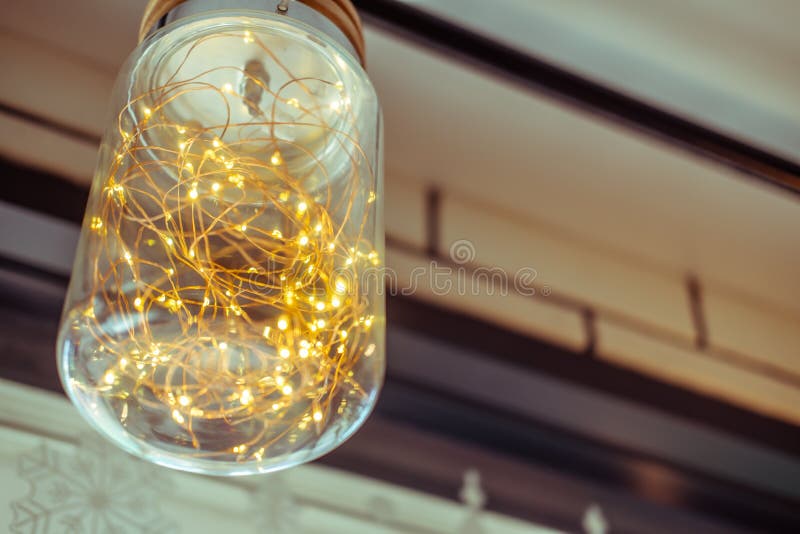 Ceiling Lamp Inside with Orange Blinker Light Bulbs Stock Photo - Image ...