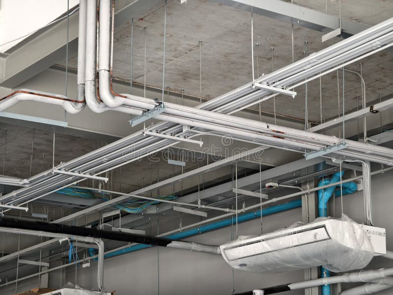 The Ceiling of a Large Building Under Construction an Extensive Network ...