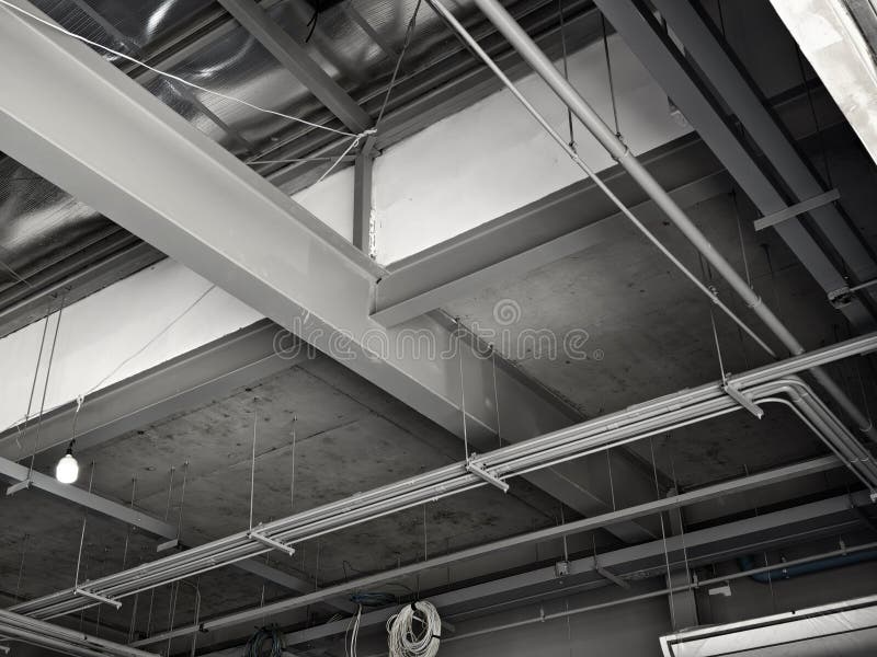 The Ceiling of a Large Building Under Construction an Extensive Network ...