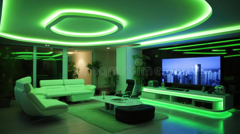 Ceiling led lights green stock illustration. Illustration of green ...