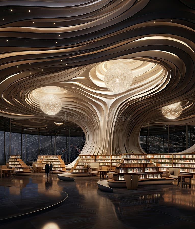 The Ceiling of the Library is Designed To Look Like Stock Photo - Image ...