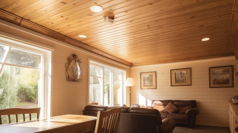 Ceiling Light Brown Wood Panel Stock Illustration - Illustration of ...