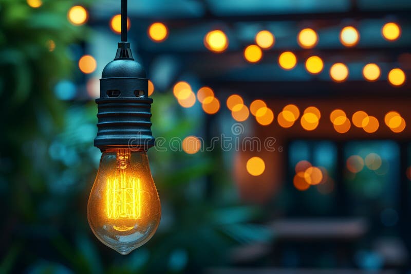 Ceiling Light Fixture with Hanging Light Bulb Stock Illustration ...