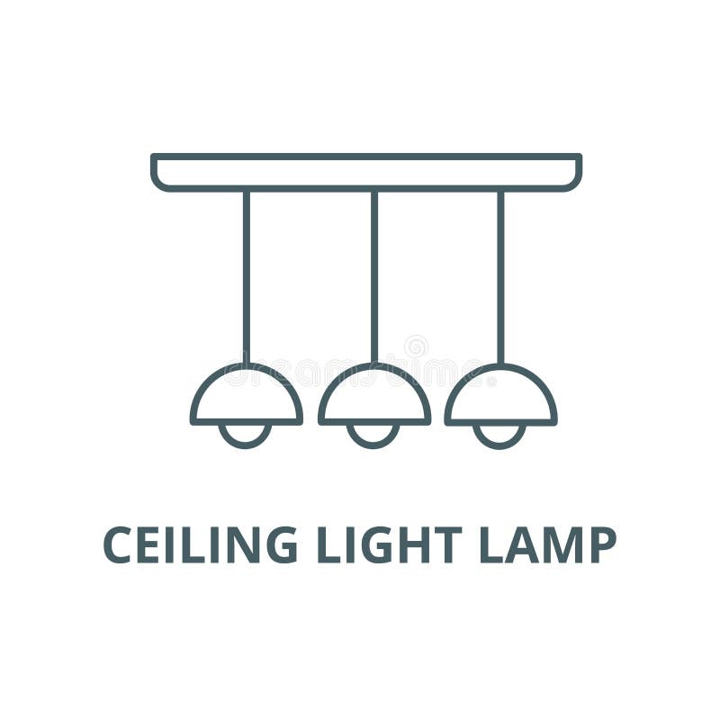 Ceiling Light Lamp Line Icon, Vector. Ceiling Light Lamp Outline Sign ...