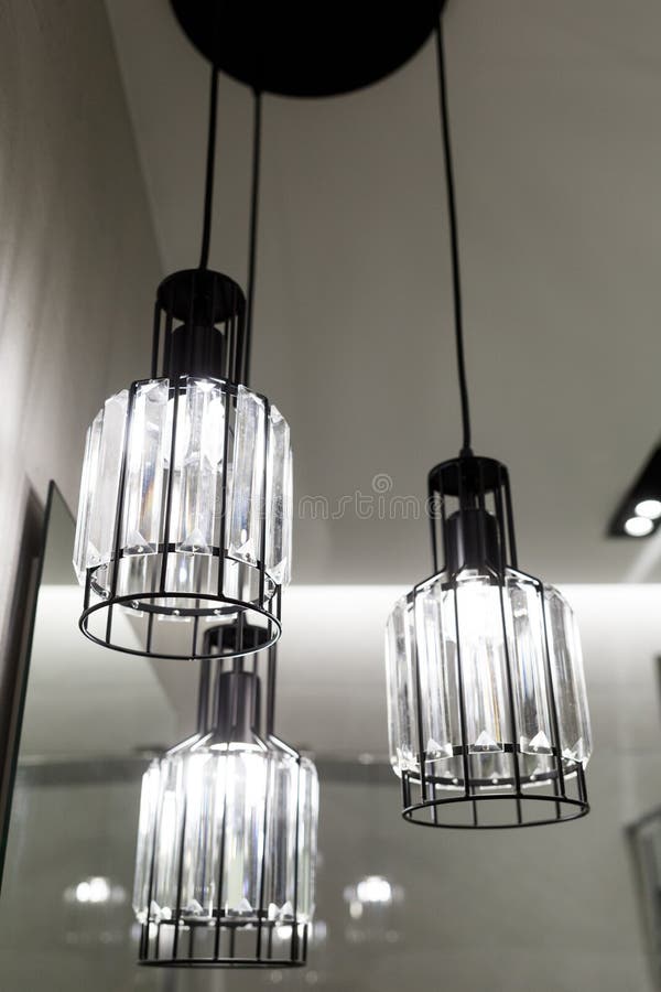 Ceiling Light. Modern Three-lamp Chandelier Stock Image - Image of ...