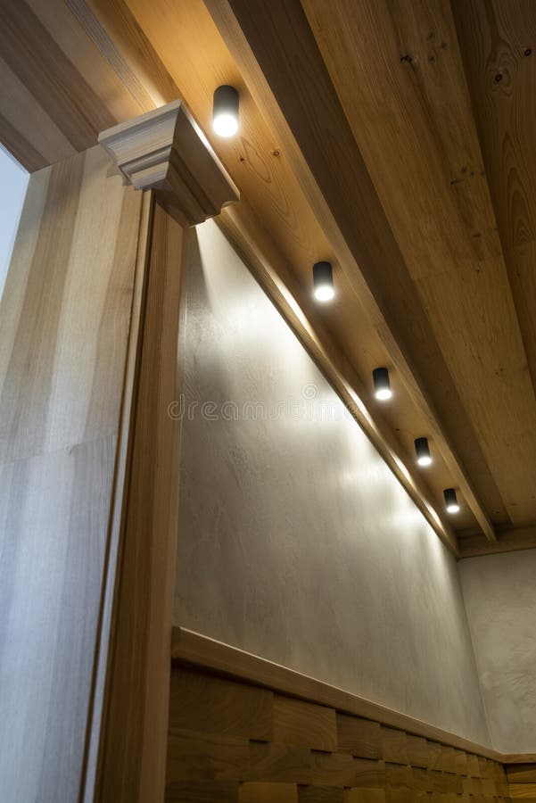 Ceiling Light Sources in the Interior Wall Stock Image - Image of ...