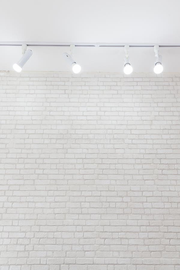 Ceiling Light on White Brick Wall Texture Background with Copyspace ...