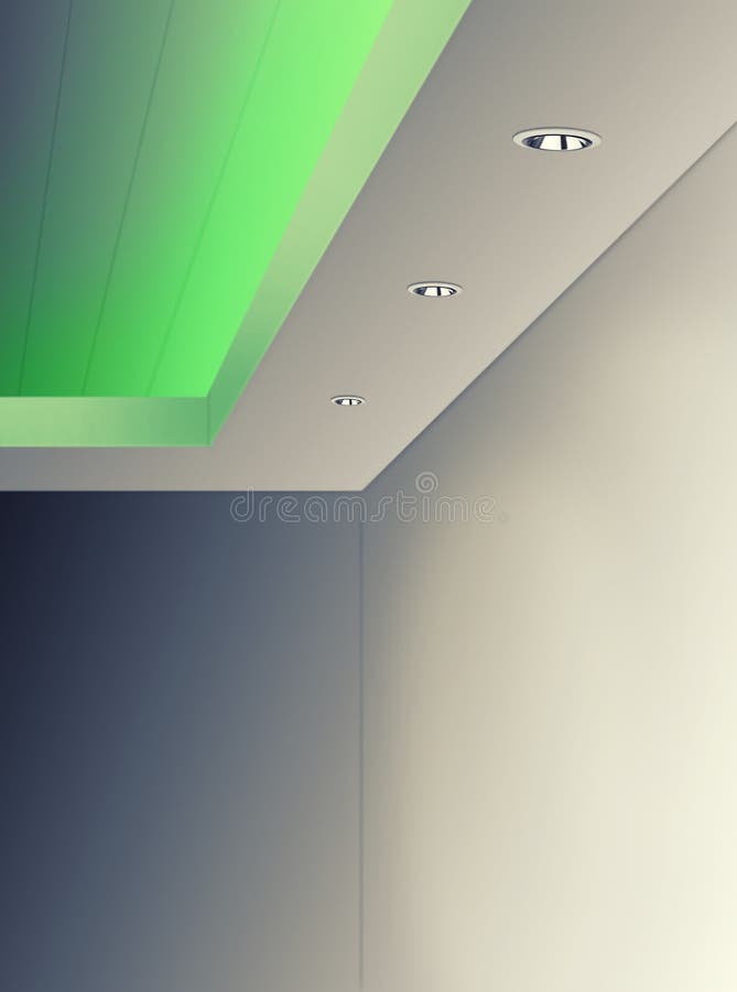 Ceiling Lighting Using LED Green Color Stock Photo - Image of fire ...
