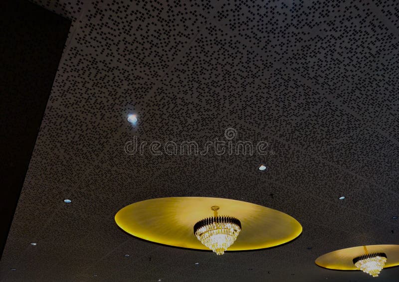 Yellow Lights Black Ceiling Beautiful View Stock Photo - Image of ...