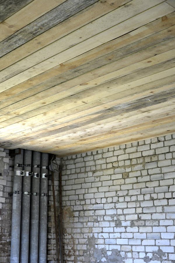 The Ceiling is Lined with Boards. Construction of a Residential ...