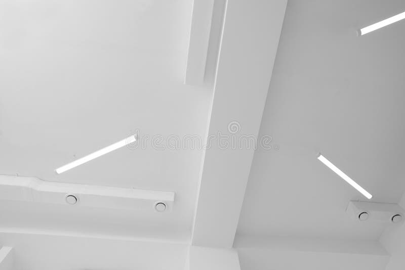 Ceiling with Modern Lights in Room, Bottom View Stock Image - Image of ...
