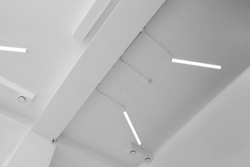 Ceiling with Modern Lights in Room, Low Angle View Stock Image - Image ...