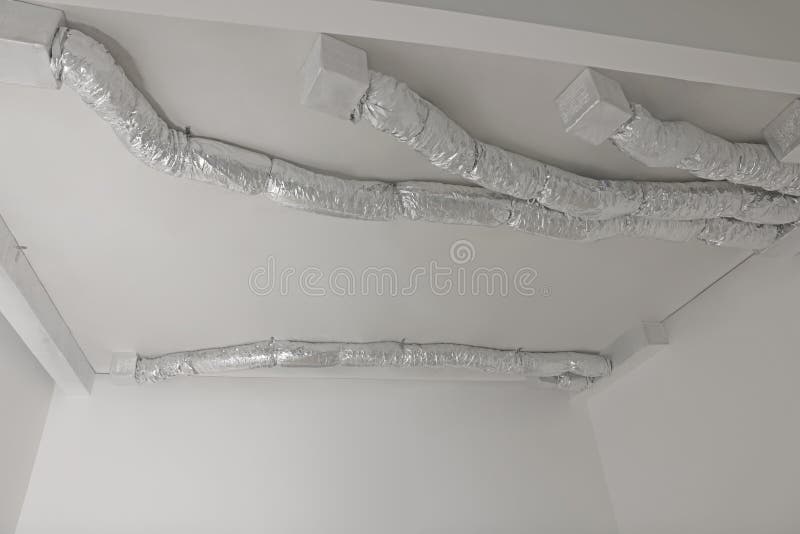 Ceiling with Modern Ventilation System in Renovated Room Stock Photo ...